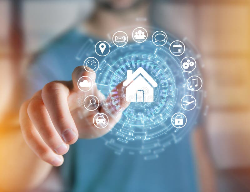 Home Button of a Technology Interface Surrounded by Application Stock ...