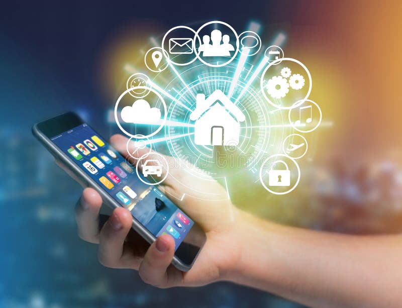 Home Button of a Technology Interface Surrounded by Application Stock ...