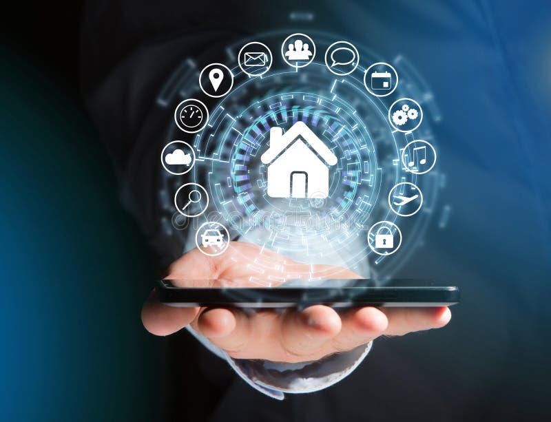 Home Button of a Technology Interface Surrounded by Application Stock ...