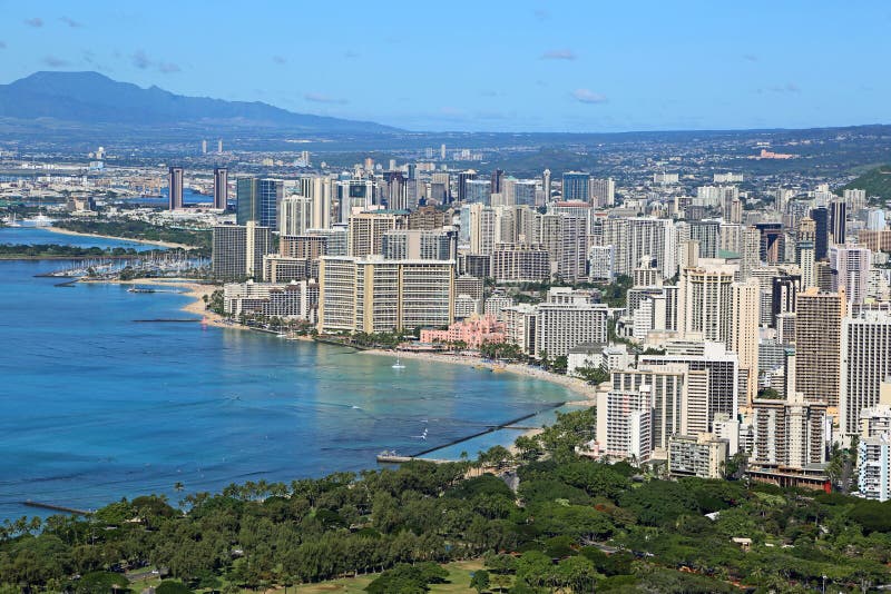 View at Honolulu from Diamond Head Stock Photo - Image of hawaii, ocean ...