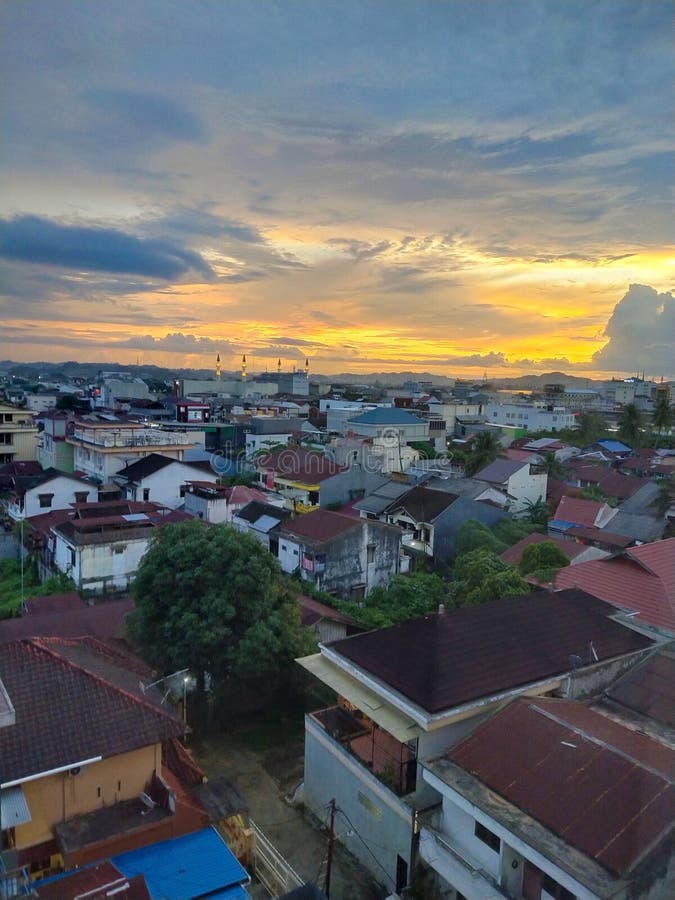 View from Hotelhorison Samarinda Sunset City Stock Image - Image of ...