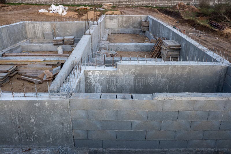 View of a House Foundation Under Construction Stock Photo - Image of ...