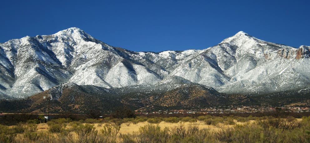A View of the Huachuca Mountains in Winter Stock Image - Image of ...