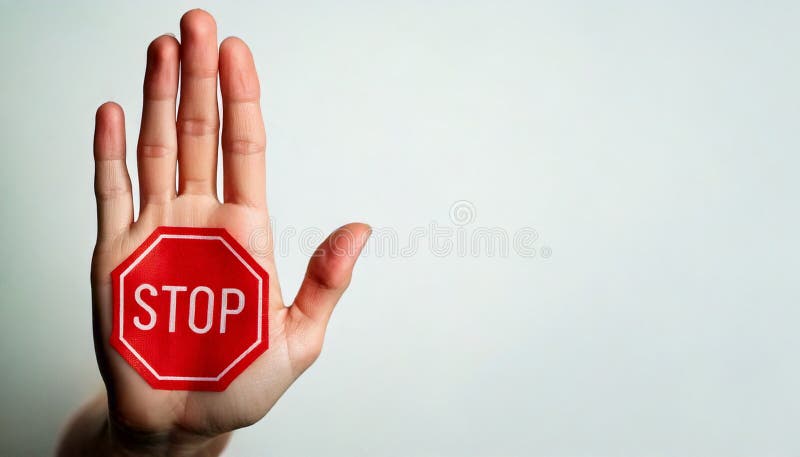 View of a Human Palm with a Stop Sign Drawn. Stop, Danger, Respect, AF ...