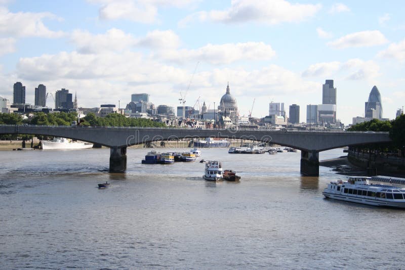 View from Hungerford Bridge Stock Image - Image of boats, buildings ...