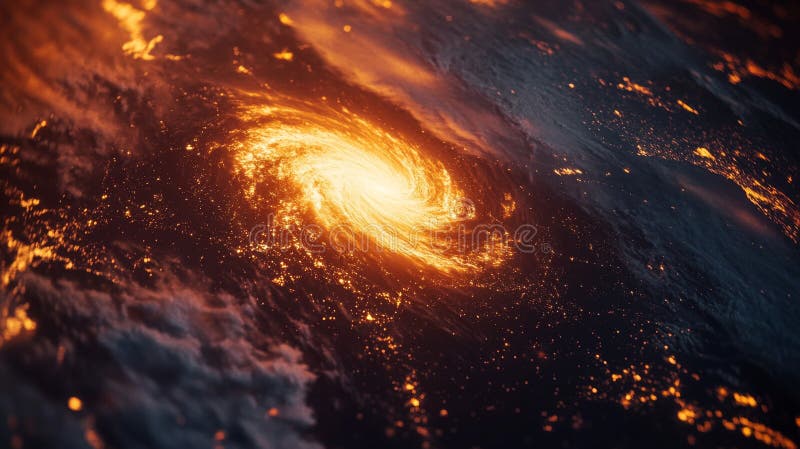 View of a Hurricane from Space at Night Over the USA. Generative AI ...