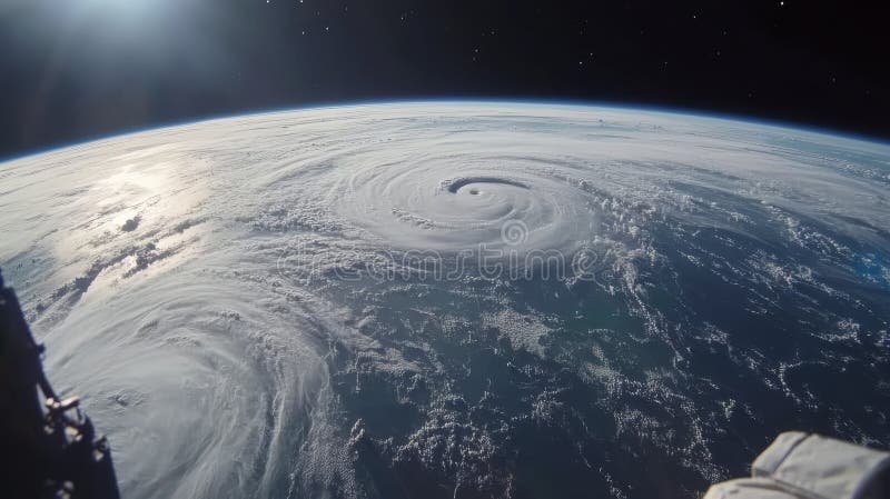 View of a Hurricane from Space with Swirling Clouds Stock Photo - Image ...