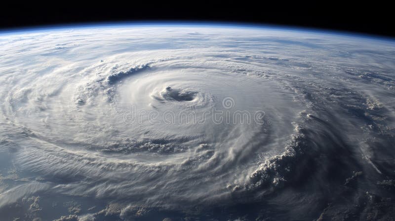 View of a Hurricane from Space with Swirling Clouds Stock Image - Image ...