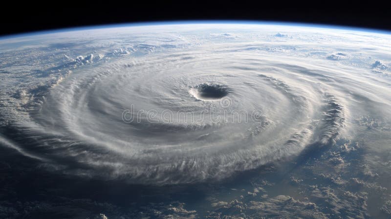 View of a Hurricane from Space with Swirling Clouds Stock Photo - Image ...