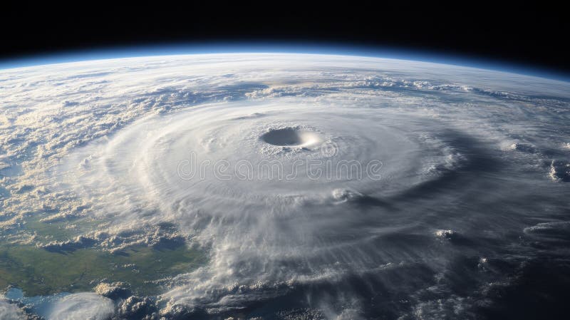 View of a Hurricane from Space with Swirling Clouds Stock Photo - Image ...