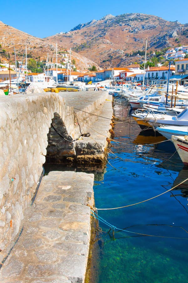 View of Hydra port stock image. Image of boat, outdoor - 27225333