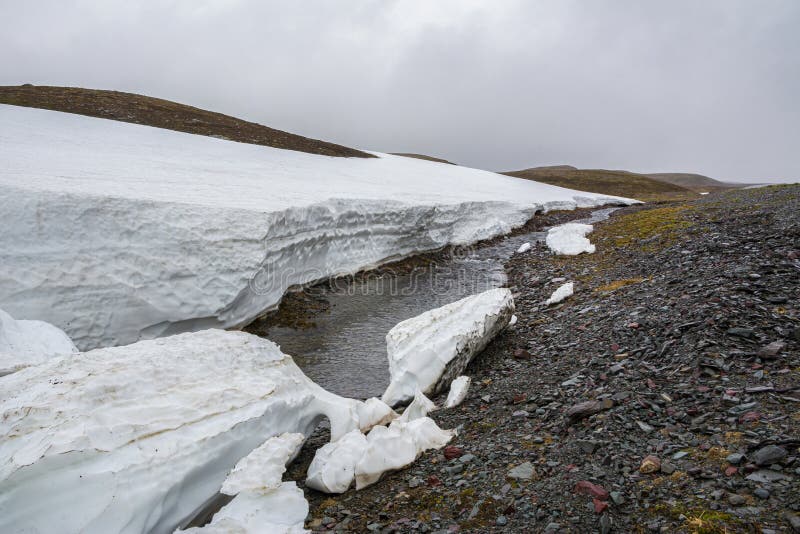 View of the Ice Layers on the Side of Highland Road Stock Photo - Image ...