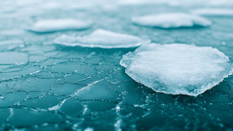 View of Ice Surface Cracking Amidst Sudden Thaw Stock Illustration ...