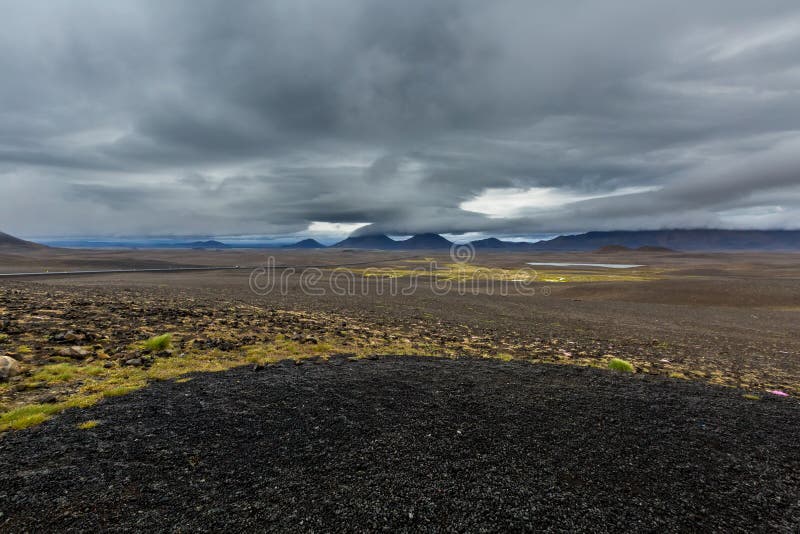 View at Icelandic Plains during Summertime Stock Image - Image of shrub ...