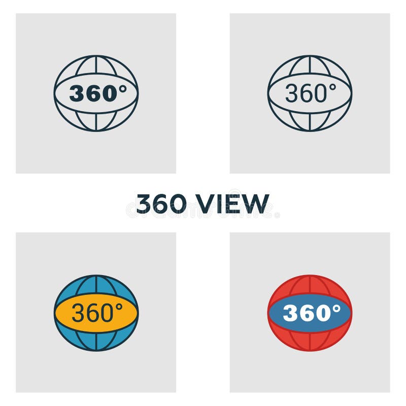 360 View Icon Set. Four Elements in Diferent Styles from Visual Device ...