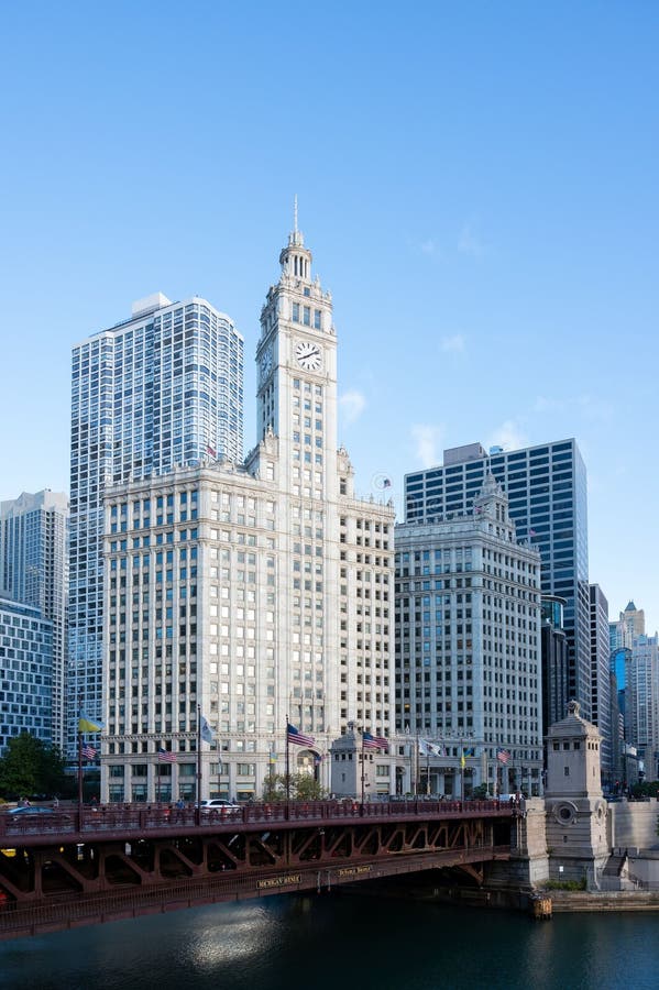 View of the Iconic Chicago River Bridge with an Array of Towering ...