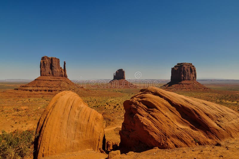 View of Iconic Monument Valley in Arizona Stock Image - Image of ...