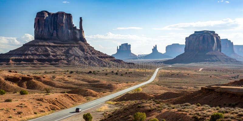 View of Monument Valley from U.S. Route 163 Stock Illustration ...