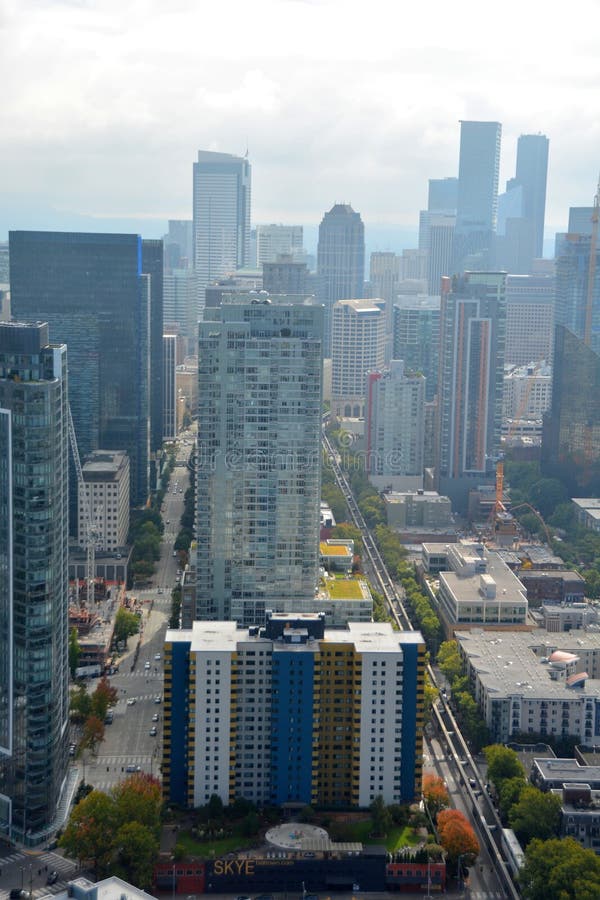 View from the Iconic Space Needle Tower in Seattle, Washington ...