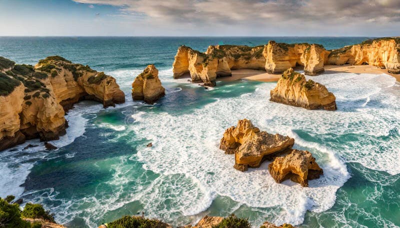 View of Idyllic Nature Landscape with Rocky Cliff Shore Stock ...