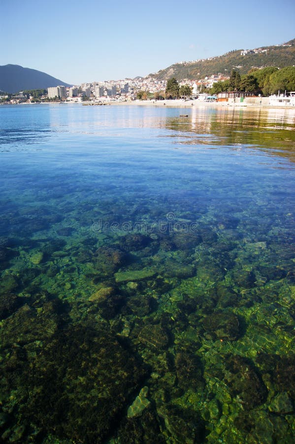 View of Igalo and the Adriatic Sea in Montenegro Stock Image - Image of ...