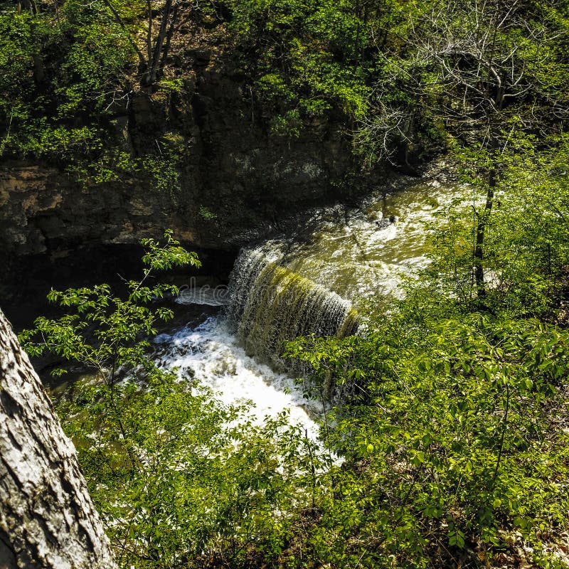 View of Indian Run Falls after a Heavy Rainfall, Dublin, Ohio Stock ...