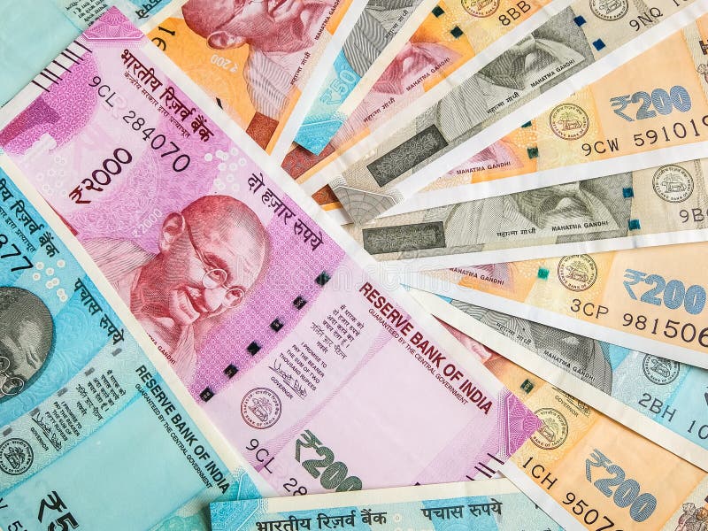 Indian rupees, new notes. stock photo. Image of economic - 127817286