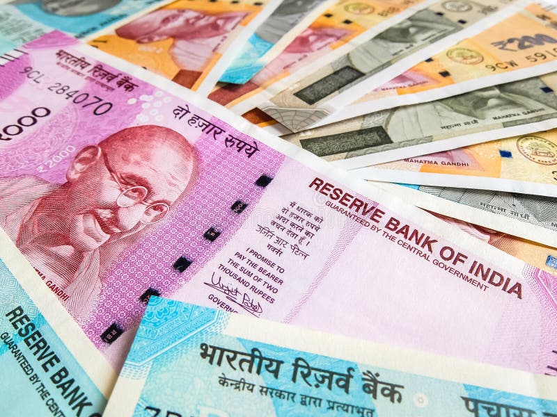 Indian rupees, new notes. stock photo. Image of market - 127817302