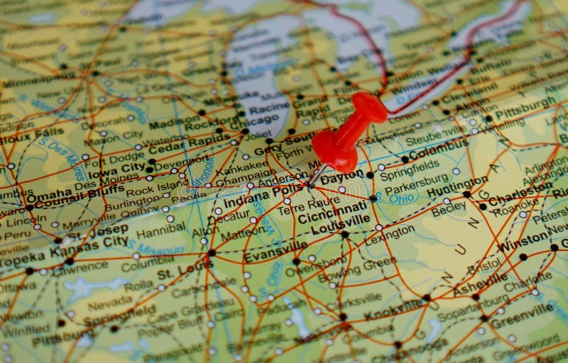 View of Indianapolis on a Geographical Map of United States Stock Image ...