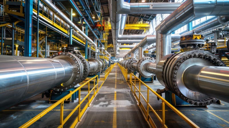 A View of Industrial Piping and Infrastructure in a Factory Setting ...