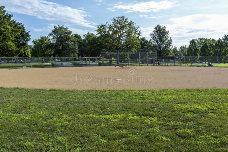 The View of the Infield and Backstop from the Outfield Stock Photo ...