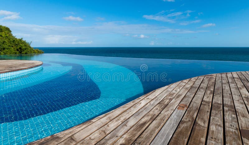 View of Infinity Pool To the Sea and Blue Sky Stock Photo - Image of ...