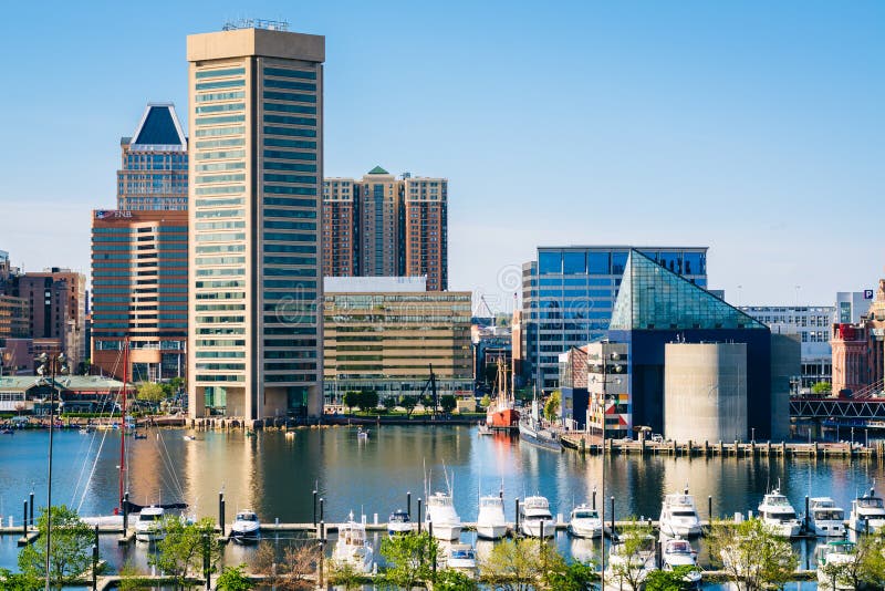 View of the Inner Harbor from Federal Hill Park in Baltimore, Maryland ...