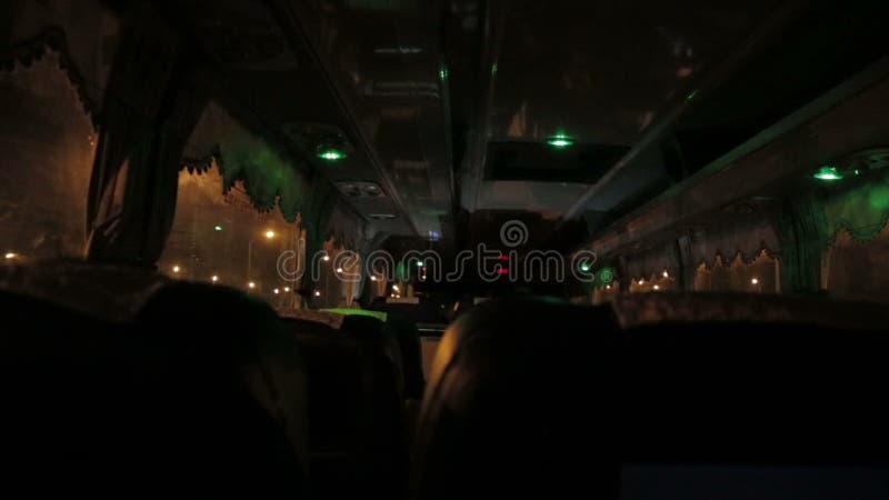 View from Inside a Bus at Night Stock Video - Video of dark, cabin ...