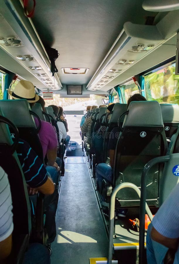 View from Inside the Bus with Passengers Stock Image - Image of ...