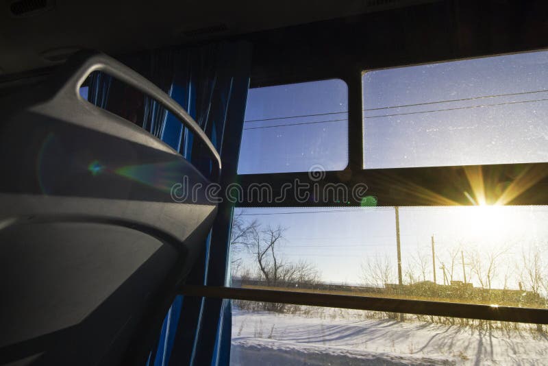 View from Inside the Bus Window through Dirty Glass Stock Image - Image ...