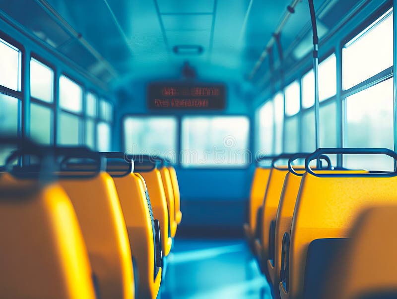 A View of the Inside of a Bus with Yellow Seats Stock Photo - Image of ...