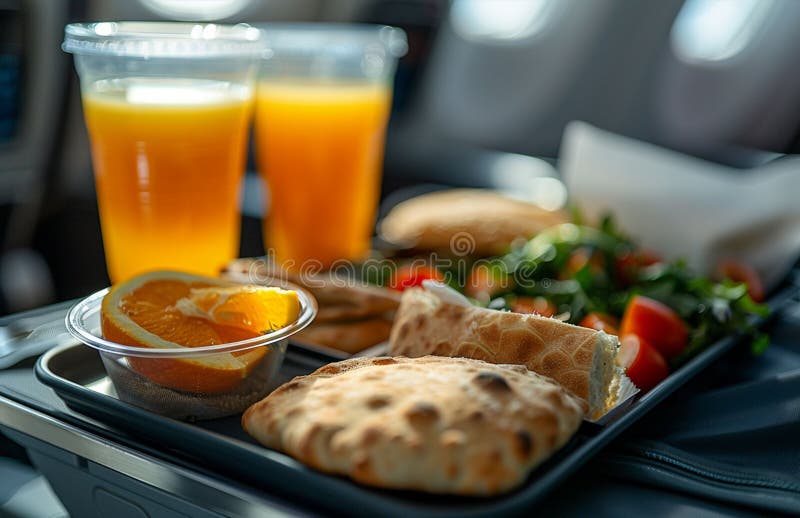 Airplane Food Being Served Midflight. AI Generative Stock Illustration ...