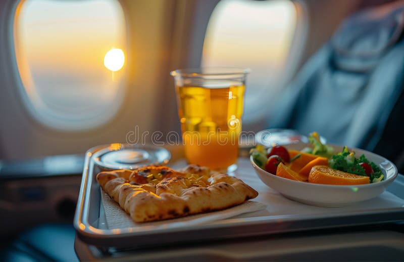 Airplane Food Being Served Midflight. AI Generative Stock Illustration ...