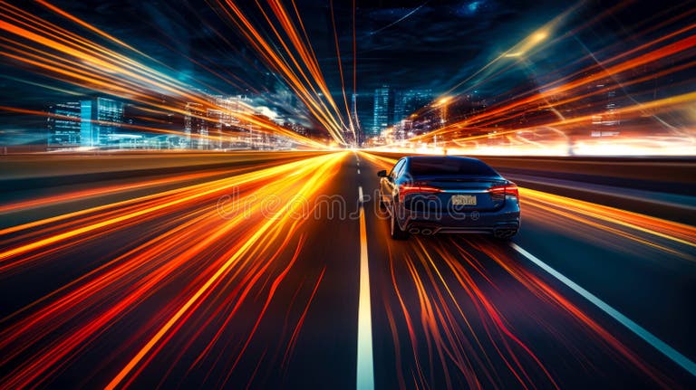 View from the Inside of a Car Moving Fast with High Speed Motion Blur ...
