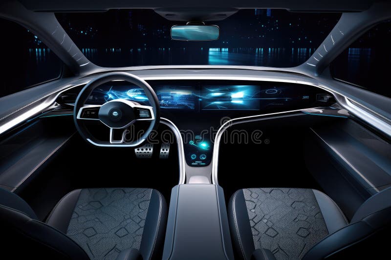 A View Inside a Car Showing the Dashboard with Its Controls and the ...