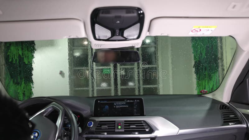 View from Inside Car during Washing Process on Automatic Washing ...