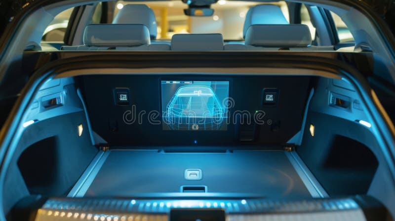 Car Trunk with Rear View Camera Display Stock Photo - Image of driver ...