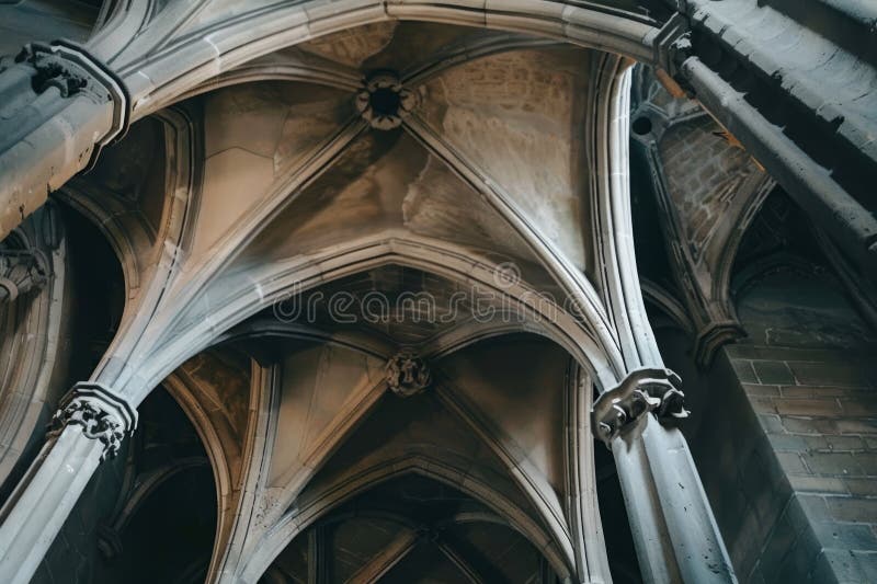 A View Inside a Cathedral Featuring Grand Pillars, Towering Arches, and ...