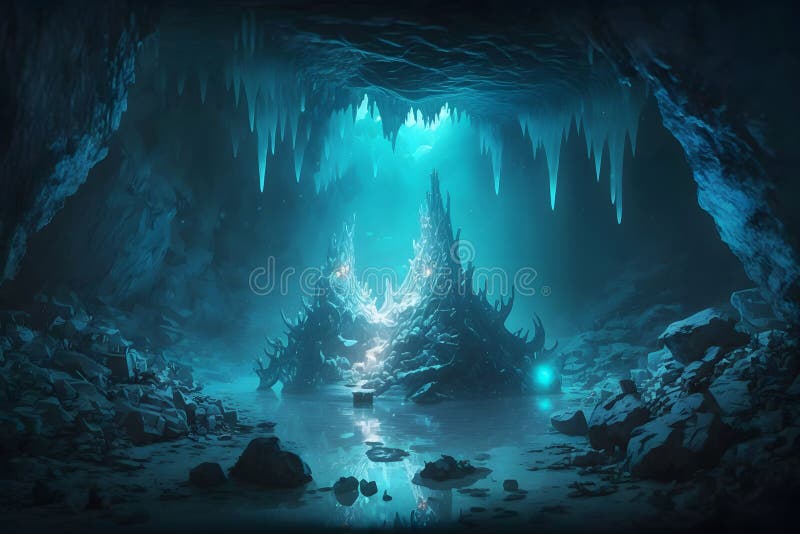 View Inside the Cave, Beautiful Scenery. Neural Network AI Generated ...