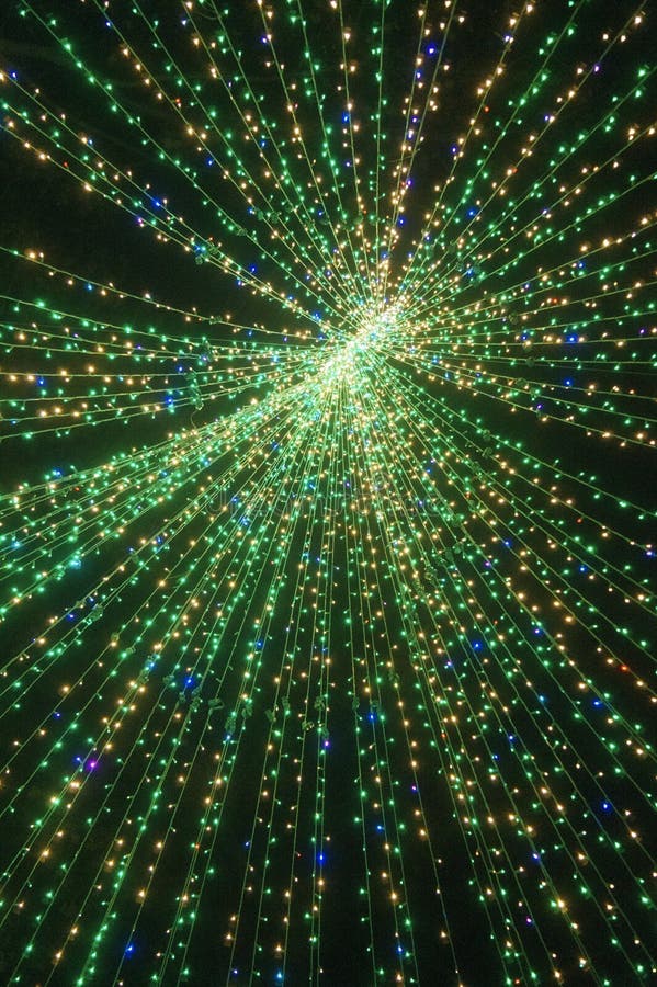 A View of the Inside of a Christmas Tree Made Out of Strings of Lights ...