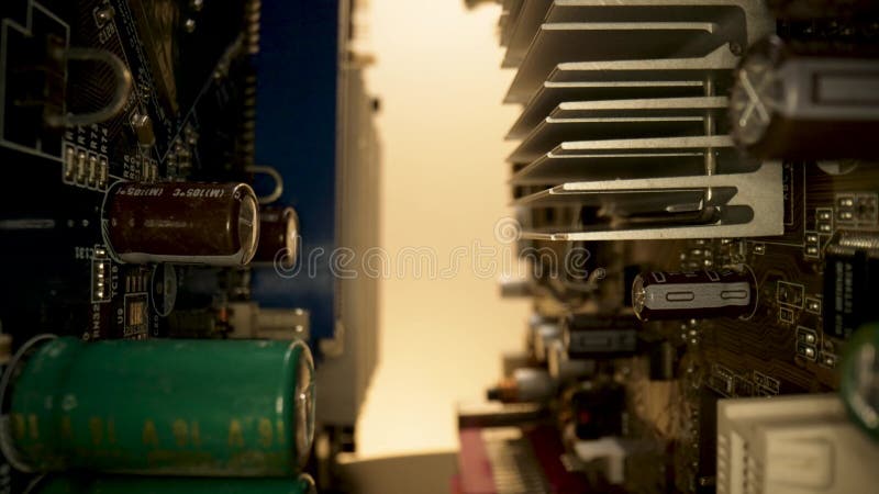 View from the Inside of Computer System Unit with Motherboard Chip ...
