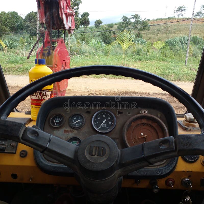 The View from Inside the Crane Car Cabin that is on Stand by Editorial ...
