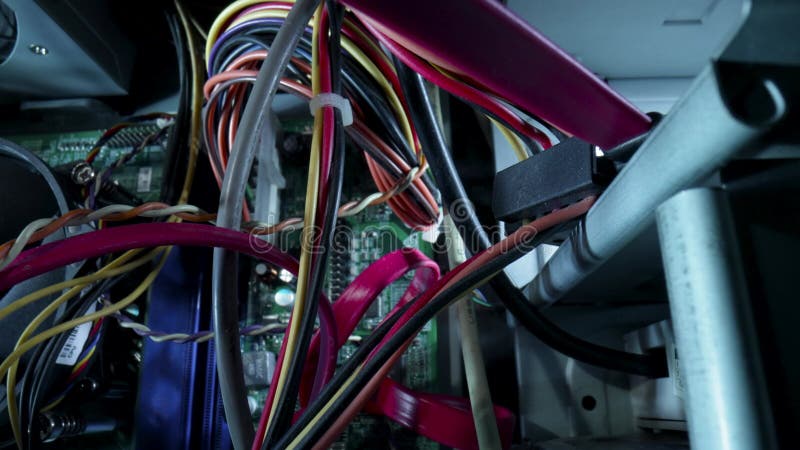 Dirty System Unit Inside, Spinning Cooler and Video Card in Dust Stock ...