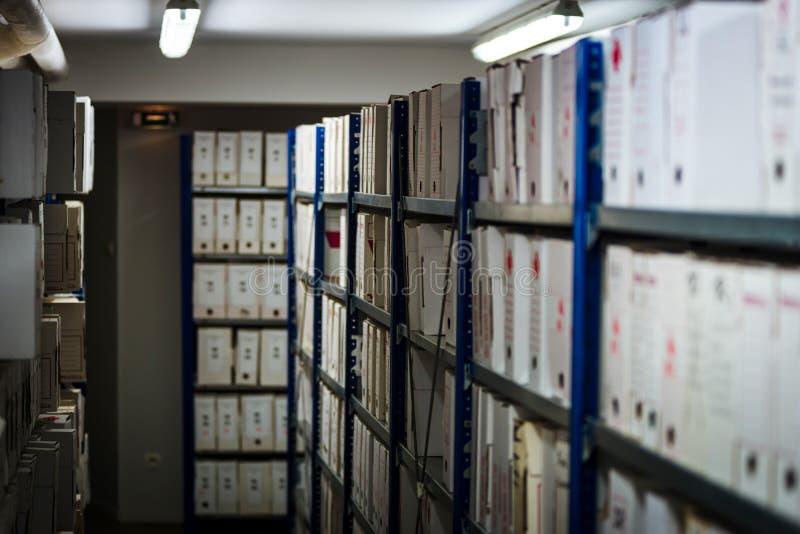View Inside the Documents Archive, Perspective View Stock Image - Image ...